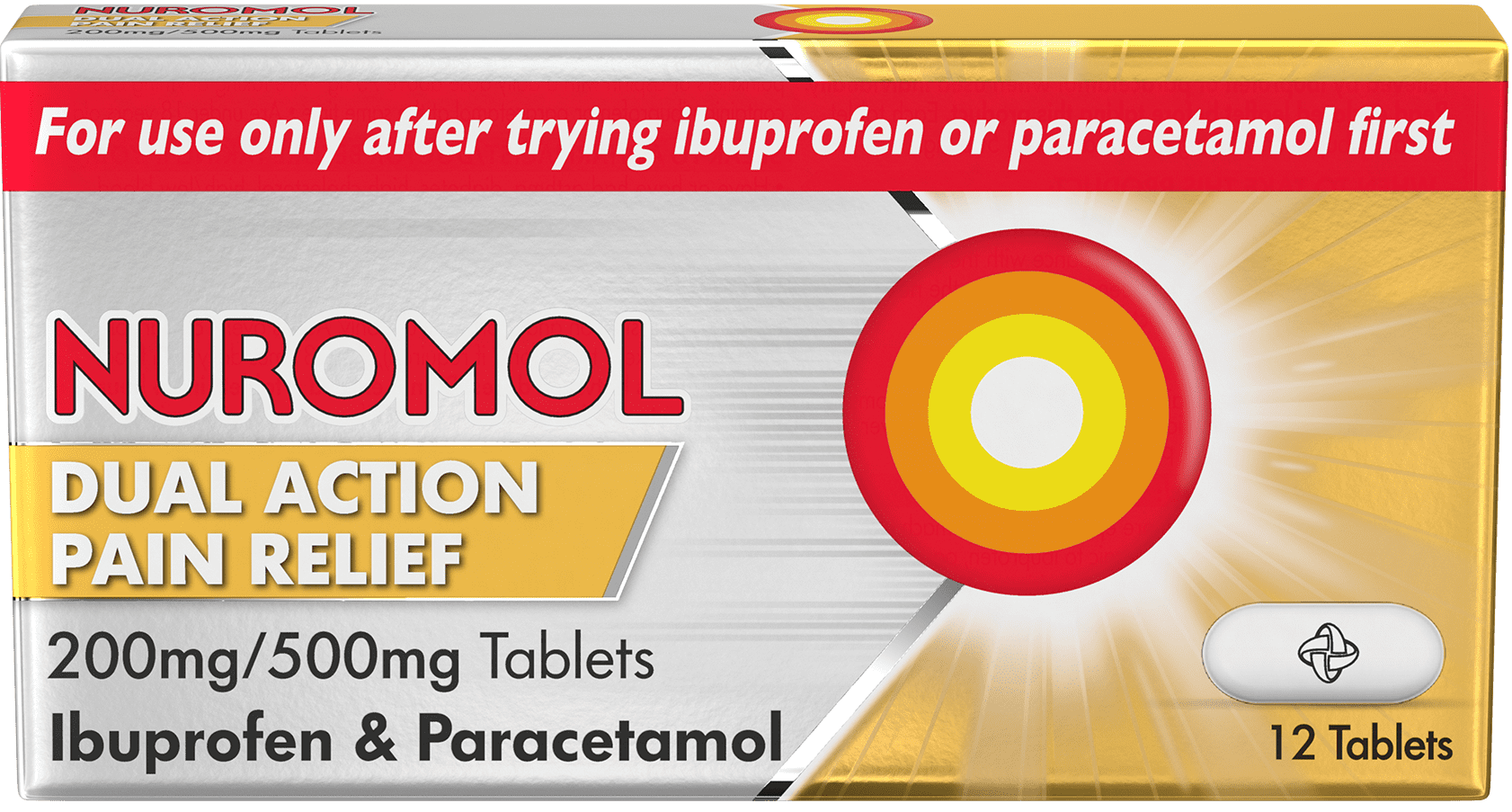 Nuromol Dual Action Pain Relief 200mg/500mg Tablets | Nurofen